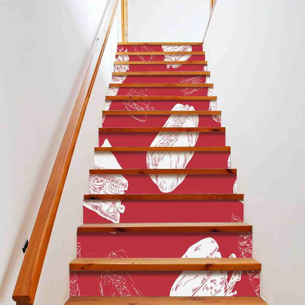 Western Fast Food Stair Stickers Delicious Hamburger Staircase Decals ...