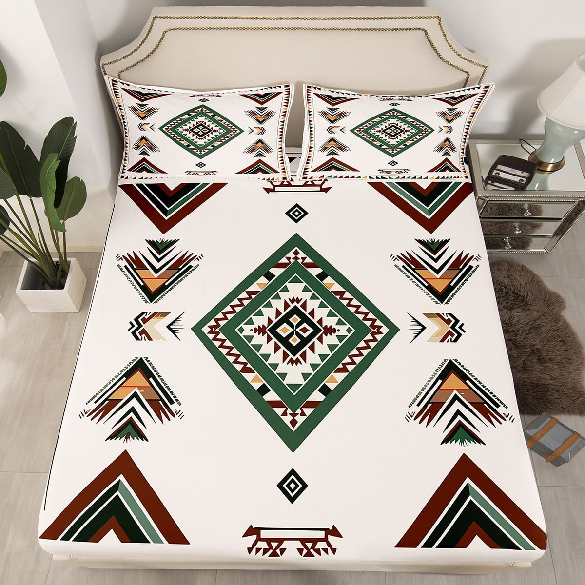 Western Fitted Sheet Geometric Aztec Bed Sheets Queen,Southwestern ...