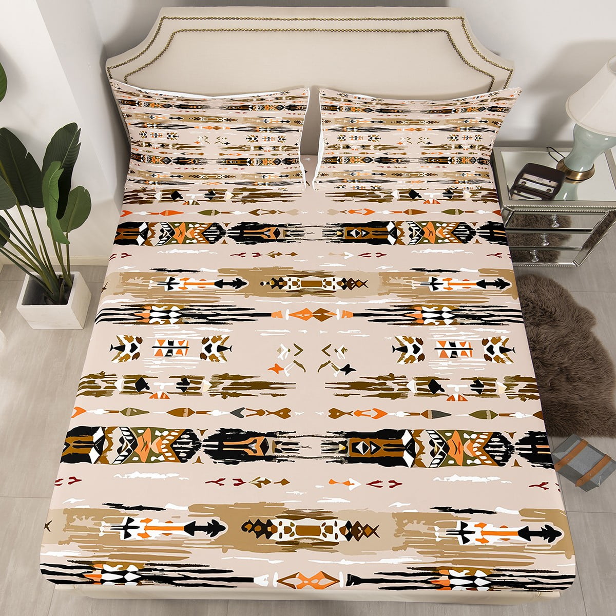 Western Fitted Sheet Southwestern Sheets,Geometric Aztec Bed Sheets ...