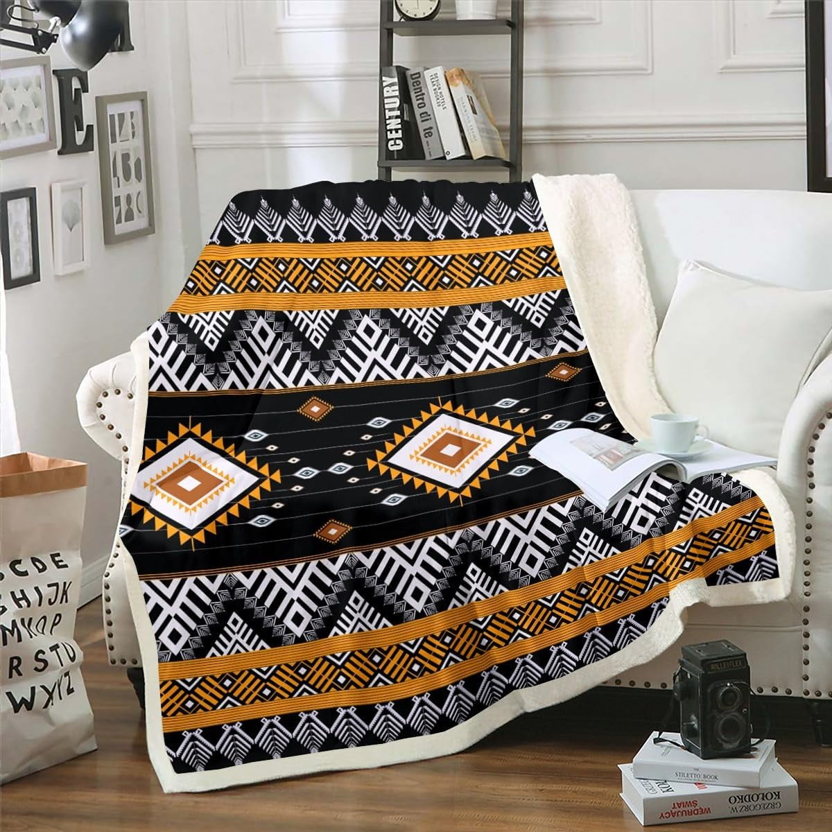 Western Fleece Blanket Throw 50"X60" Boho Aztec Throw Blanket for Couch ...