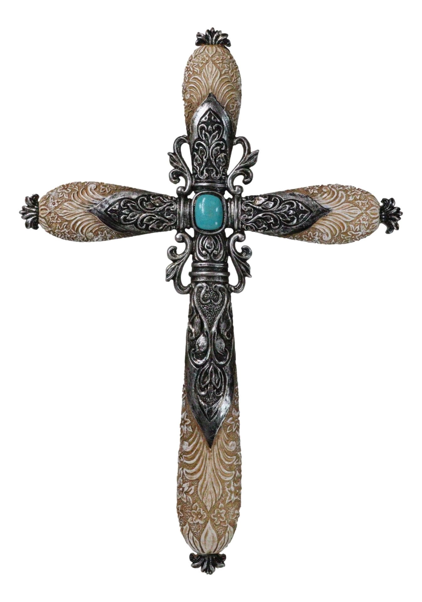 Western Fleur De Lis Floral Tooled Silver Scroll Filigree Turquoise ...