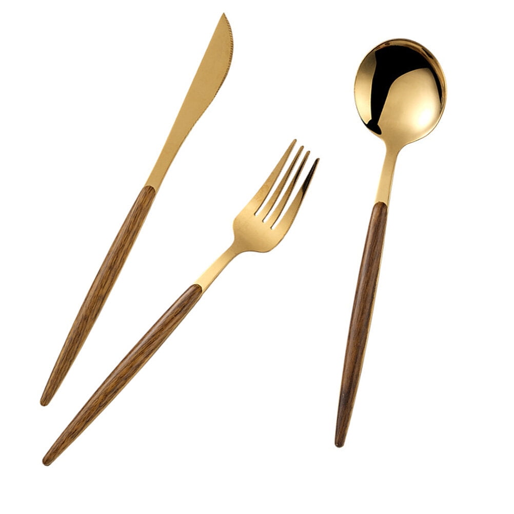 Western Food Knife Fork Spoon Gold Suit Flatware Stainless Steel ...