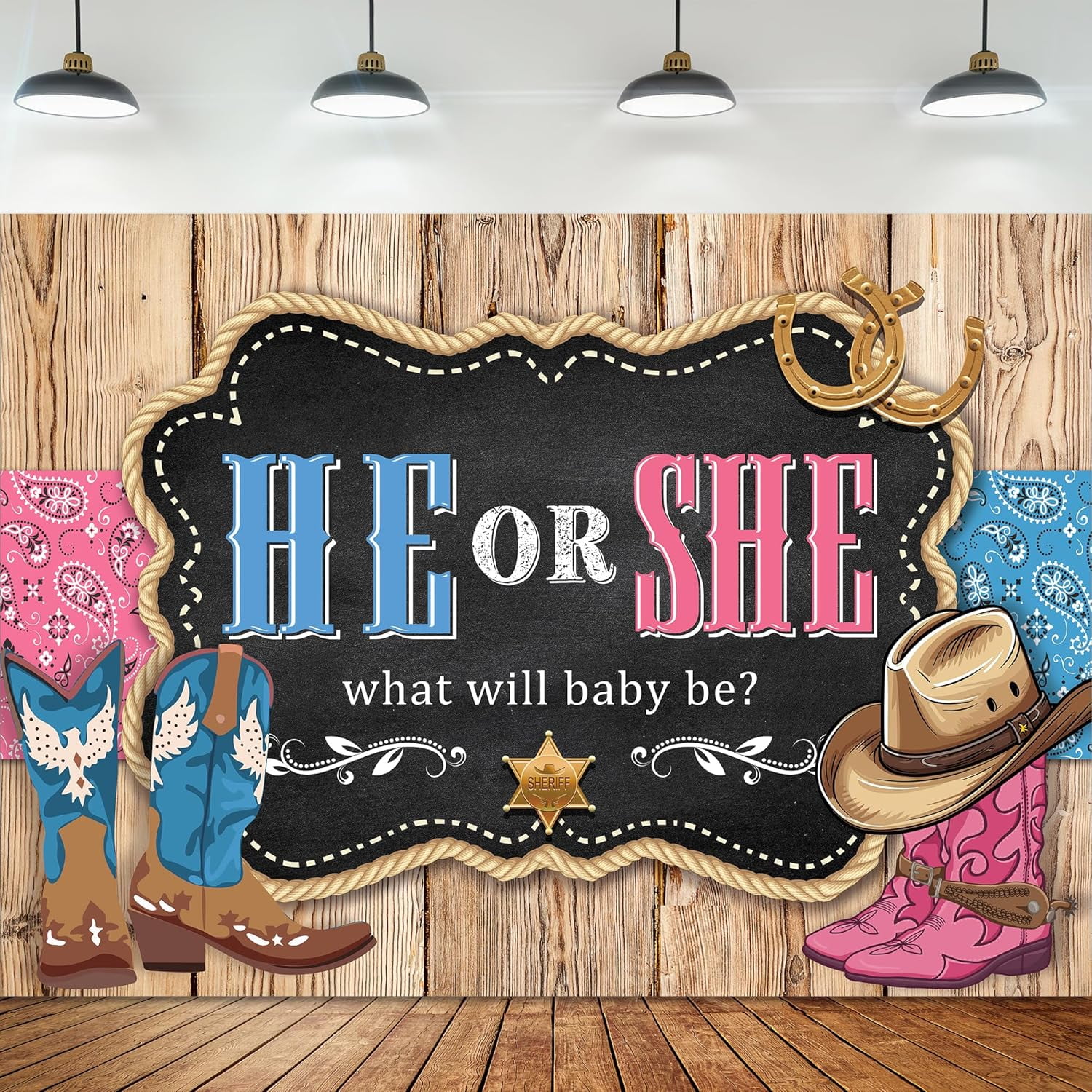 Western Gender Reveal Backdrop for Photography Baby Shower Cowboy ...