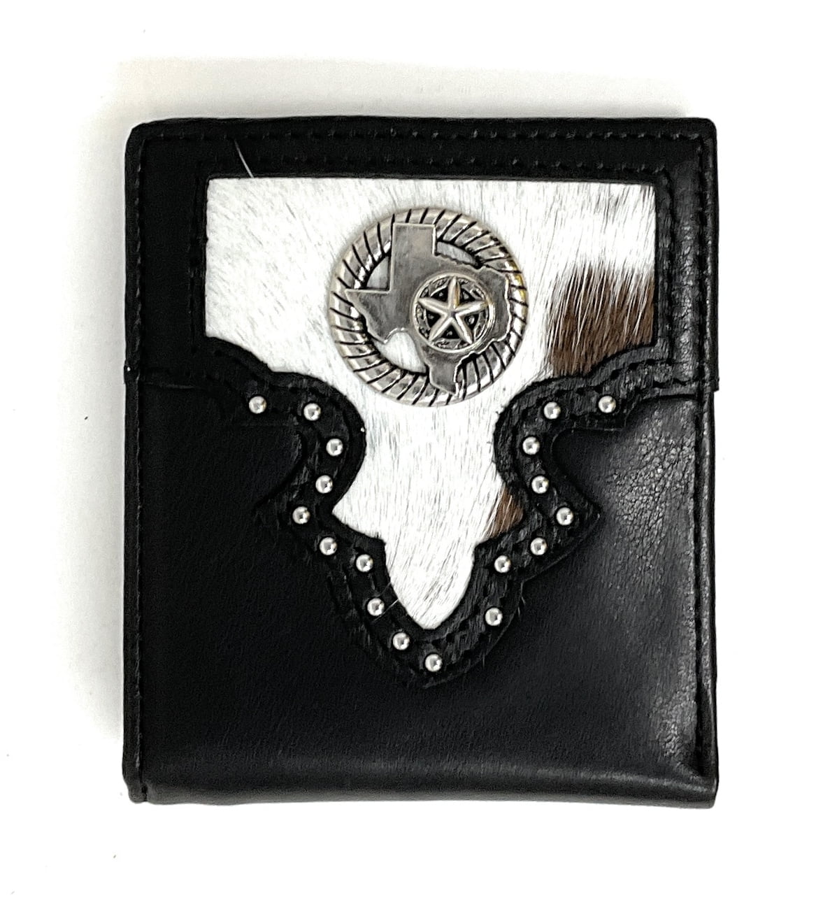 Western Genuine Woven Leather State Map Cowhide Mens Bifold Short ...