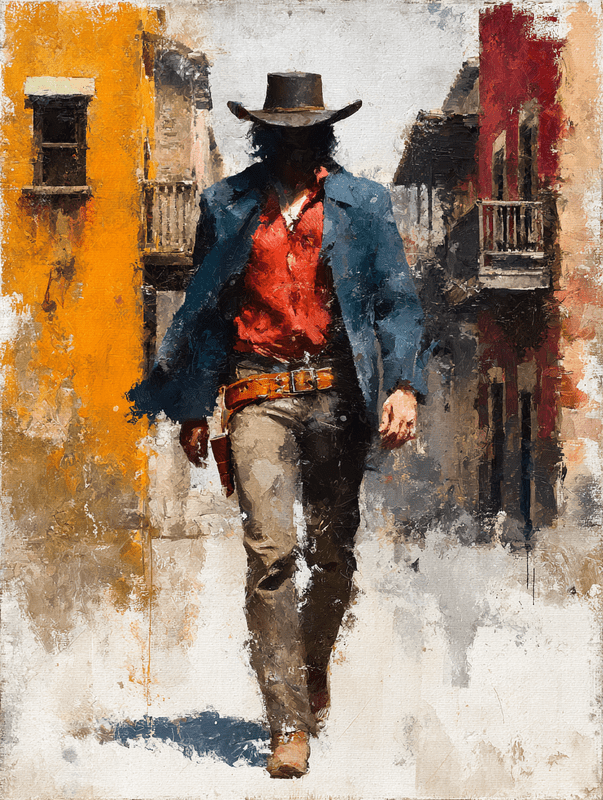 Western Ghost Town Canvas Art, Wild West Saloon Scene, Man Cave Cowboy ...