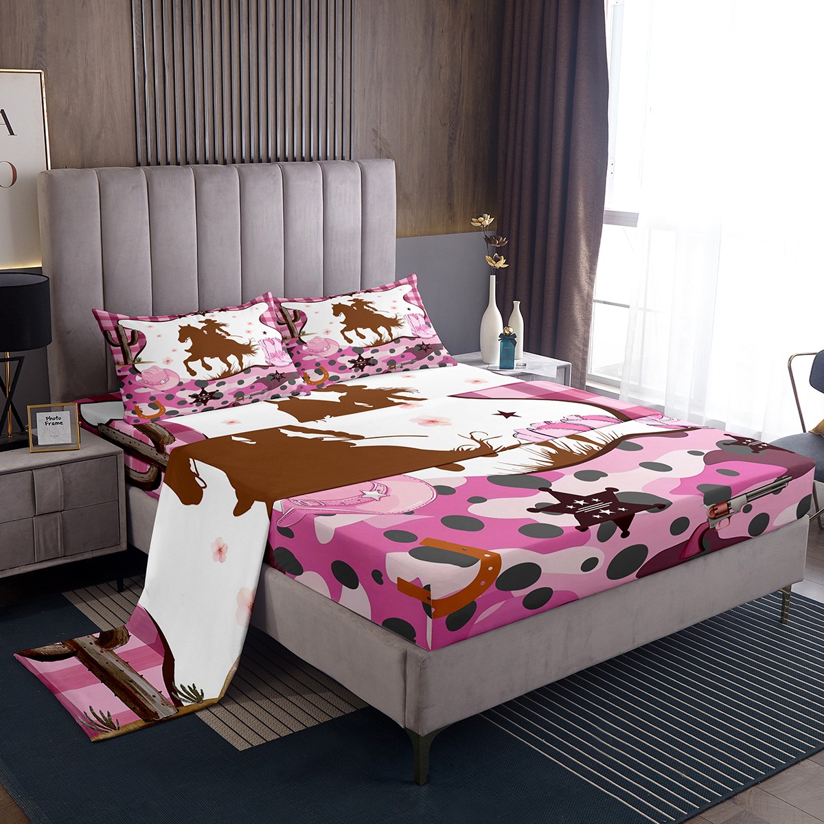 Western Bed Sheets Set Cowboy Hat Sheet Set Queen,Cowboy Boots Sheets ...