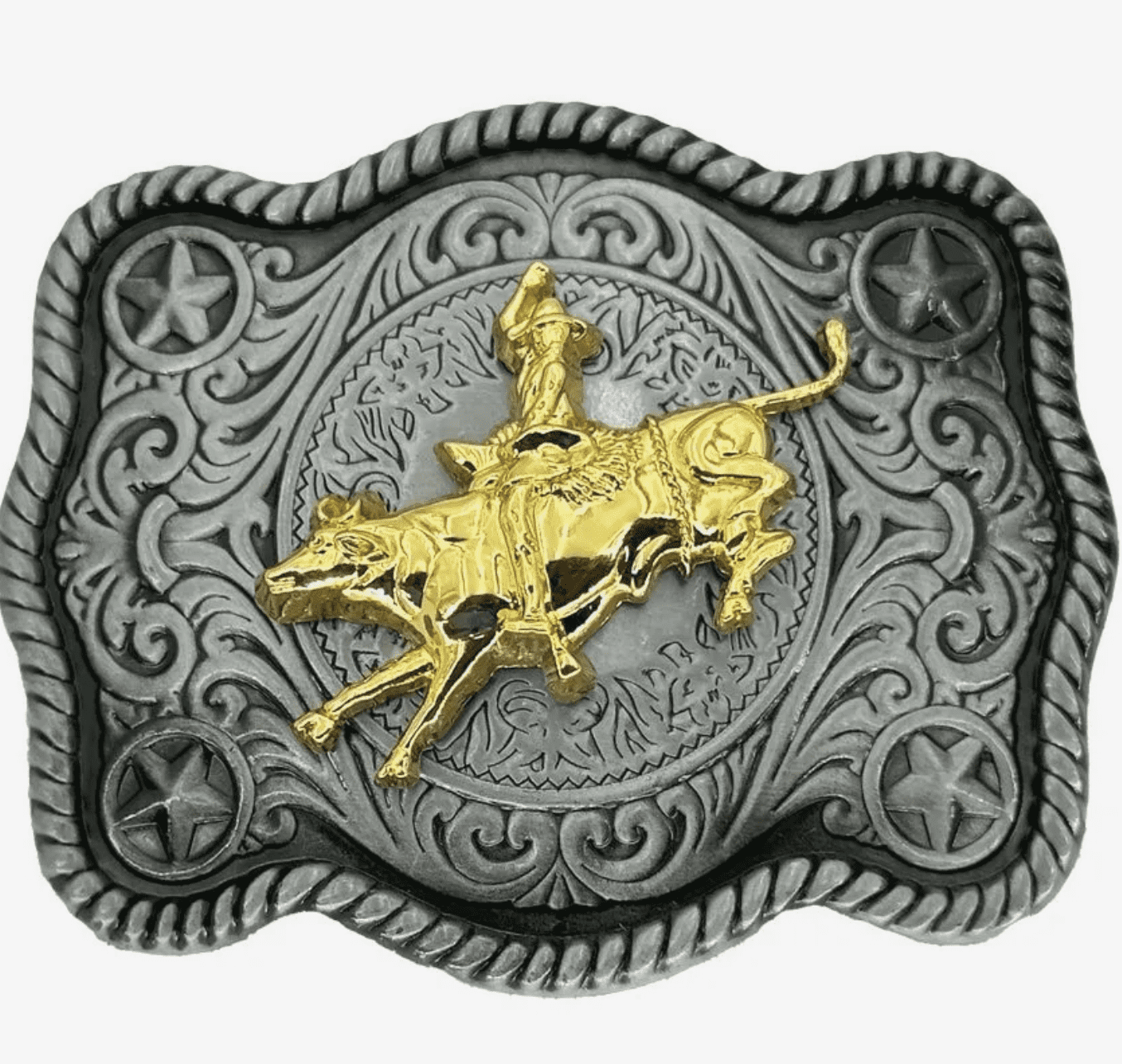 Western Gold Silver RODEO Bull Rider Belt Buckle Cowboy - New with box ...