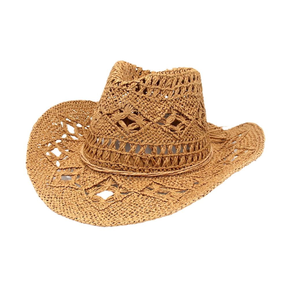 Western Hat Buckle Women Men Summer Western Cowboy Hat Shapeable Straw ...