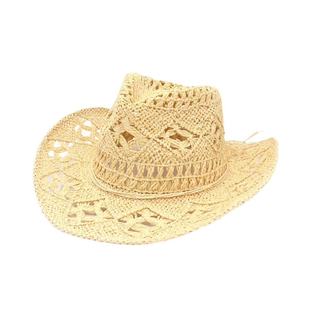 Western Hat Bule Women Men Summer Western Cowboy Hat Shapeable Straw ...