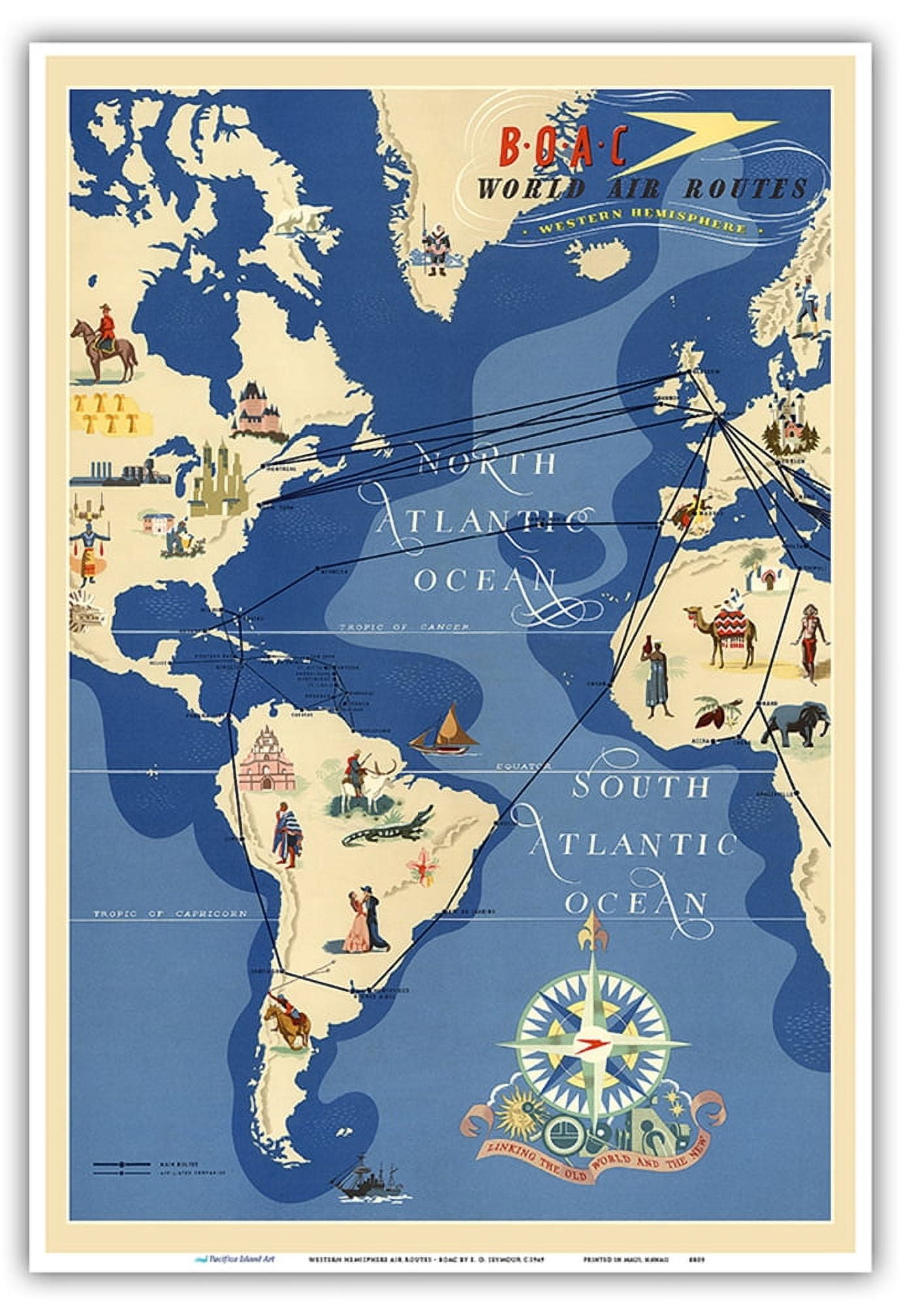 Western Hemisphere Air Routes - BOAC British Overseas Airways ...