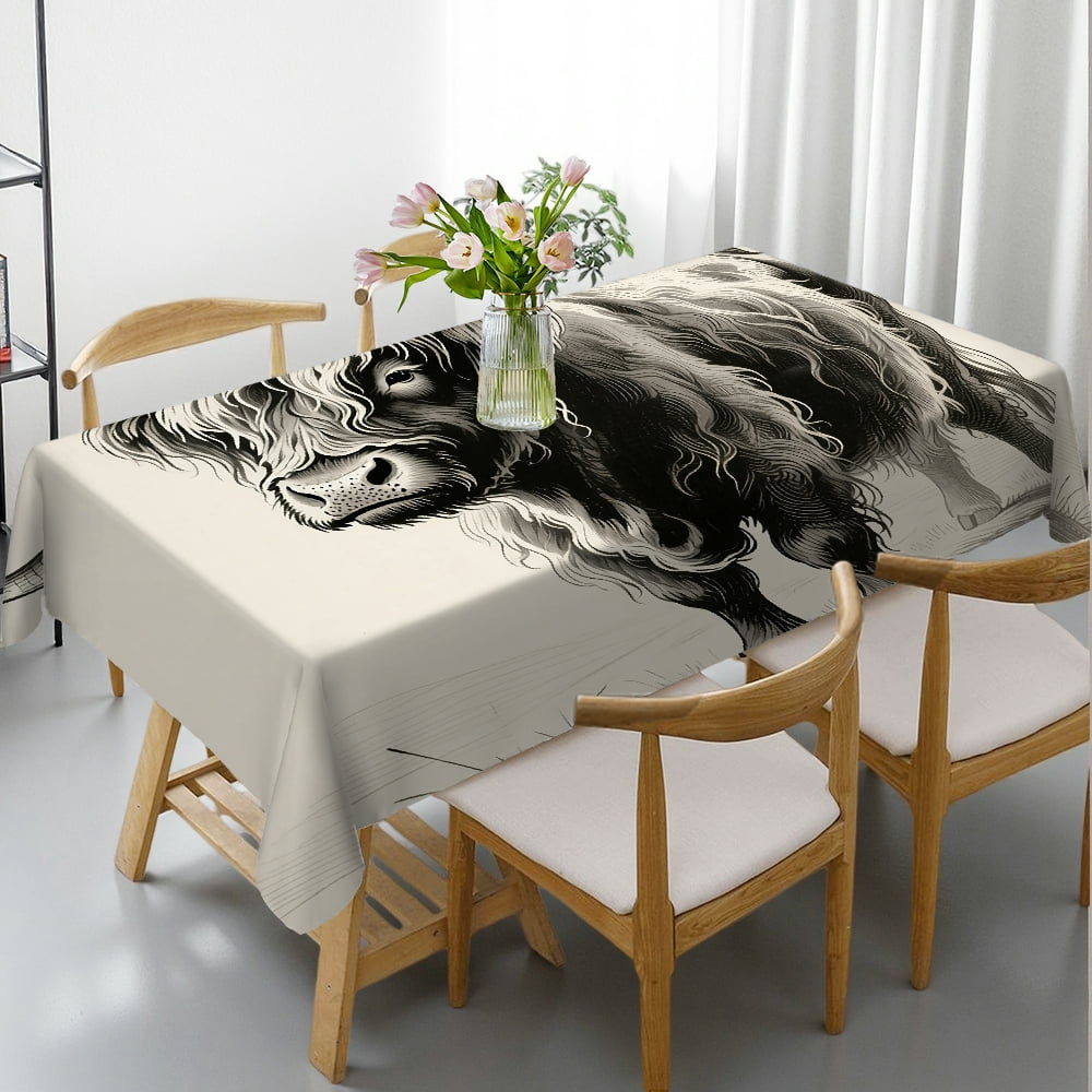Western Highland Cow Tablecloths for dining table, Machine-Made ...