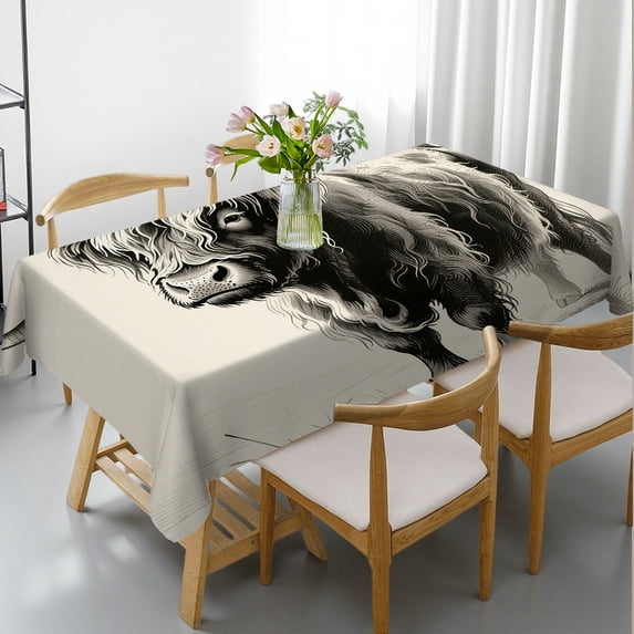 Western Highland Cow Tablecloths for dining table, Machine-Made ...