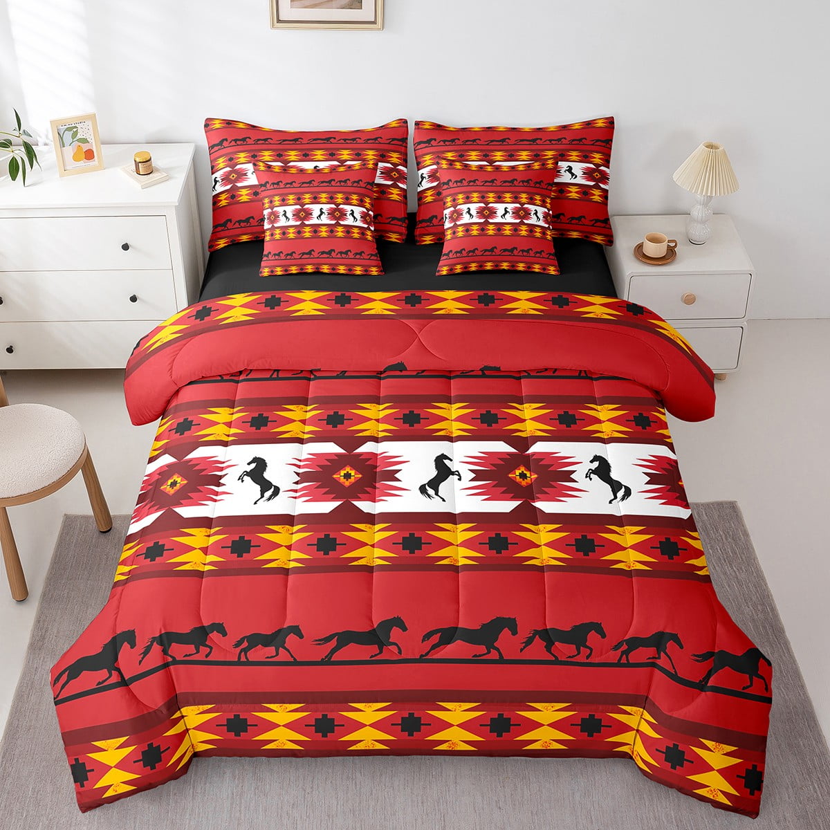 Western Horse Bed in a Bag Queen Comforter Set 7 Piece,Southwestern ...