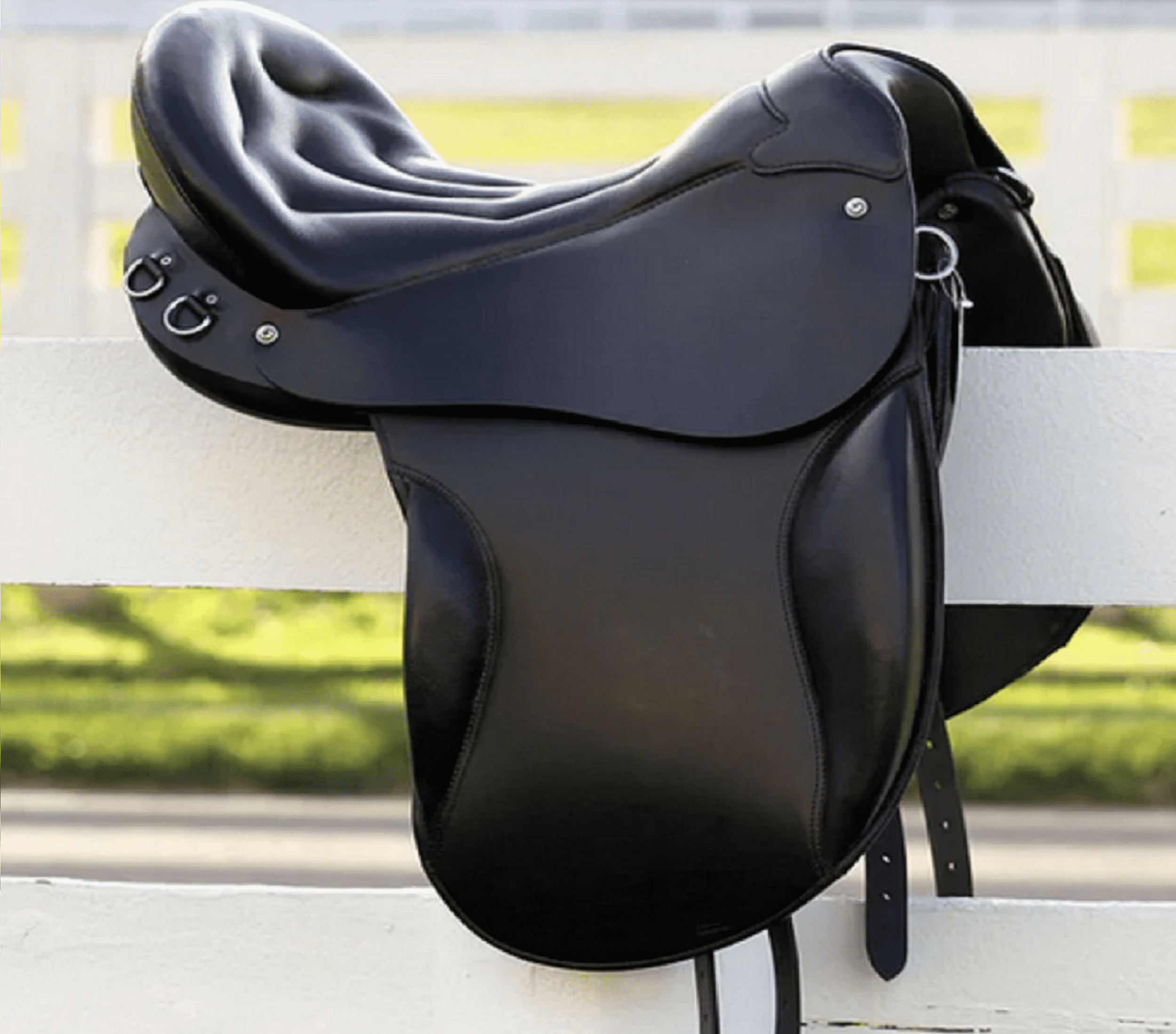 Western Horse Endurance Black Leather Saddle with Quilted Seat, with ...