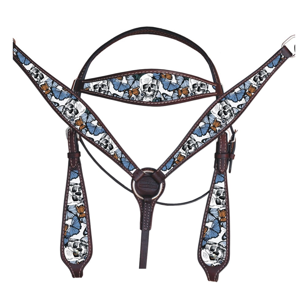 Western Horse Headstall Breast Collar Set Tack American Leather Hilason ...