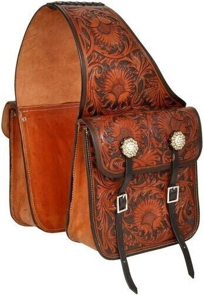 Western Horse Leather Saddle Bag Heavy Duty Traditional Trail Ride ...