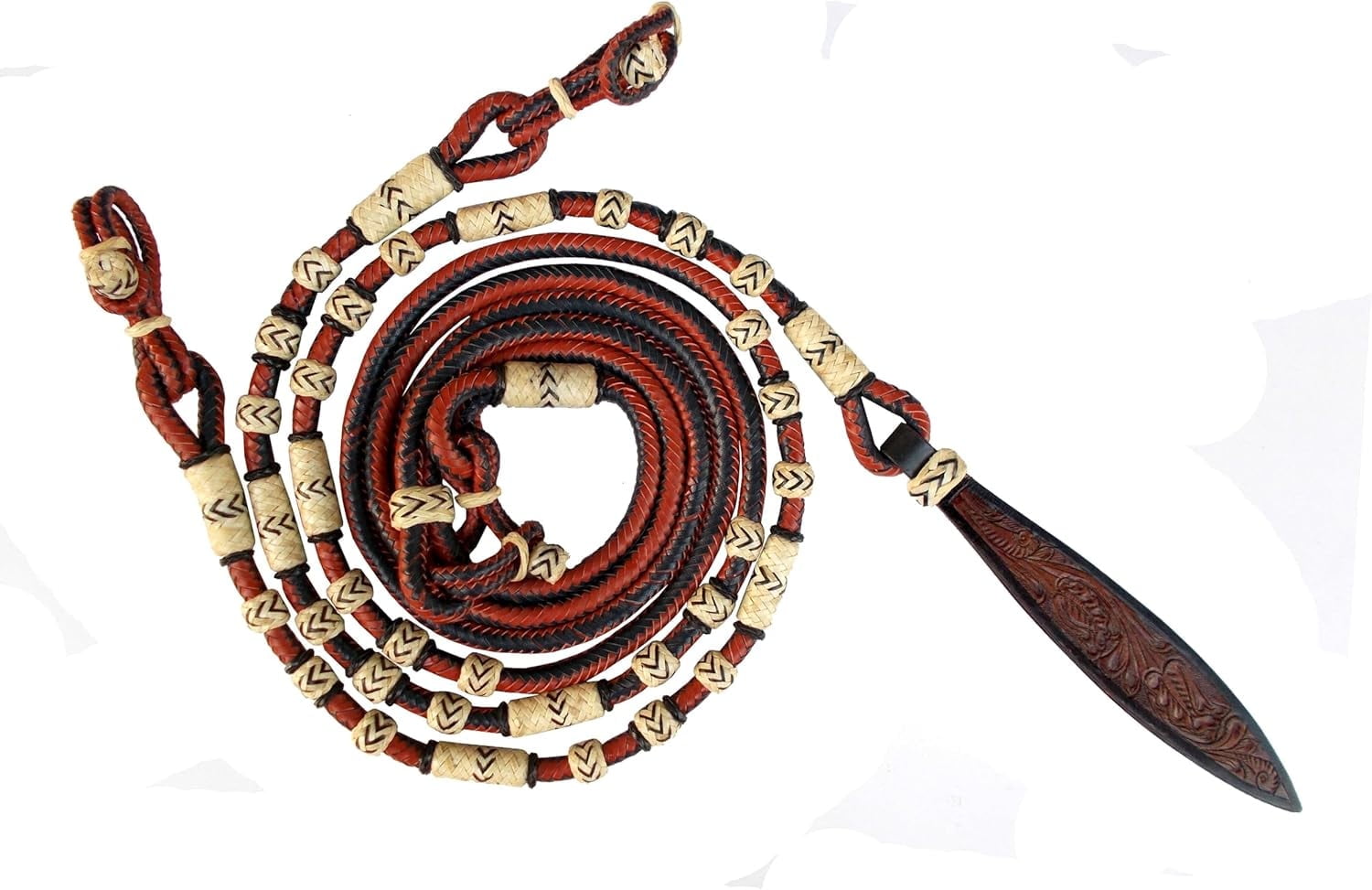 Western Horse Romal Reins – 8.5 Ft Rein with 52" Romel, Brown Plaited ...