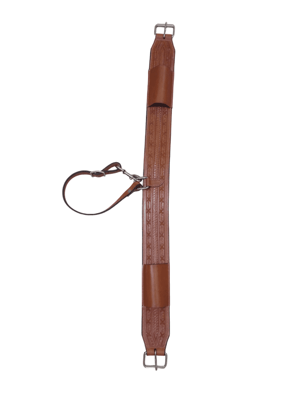 Western Horse Tooled Padded Leather Rear Flank Back Saddle Cinch With ...