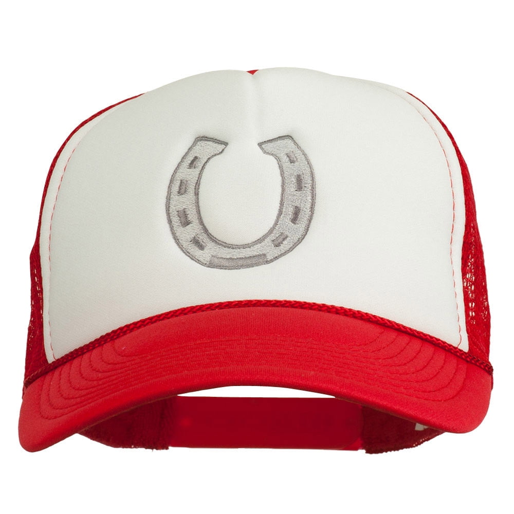 Western Horseshoe Embroidered Foam Mesh Back Cap - Red White Red OSFM ...