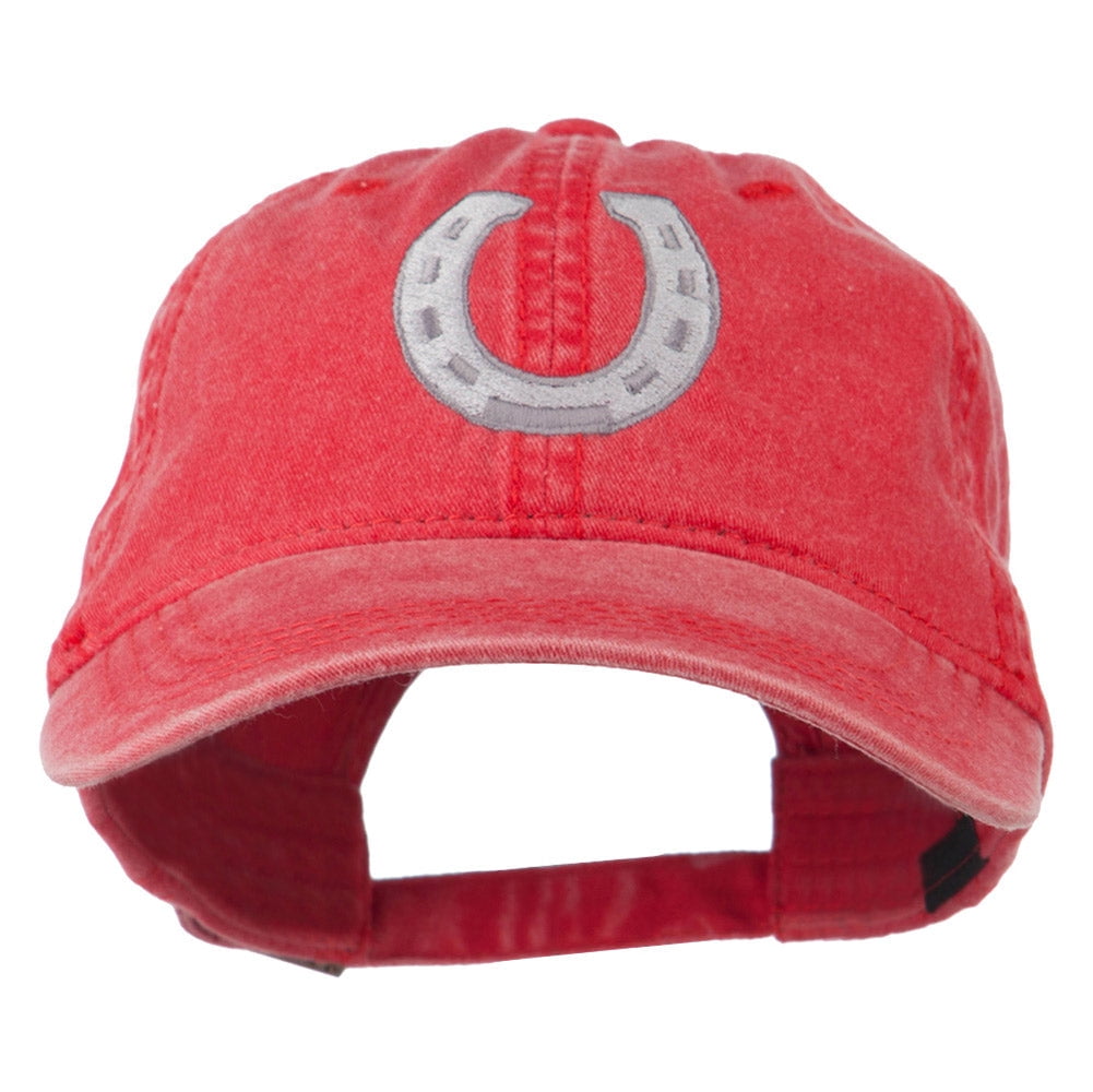 Western Horseshoe Embroidered Washed Cap - Red OSFM - Walmart.com