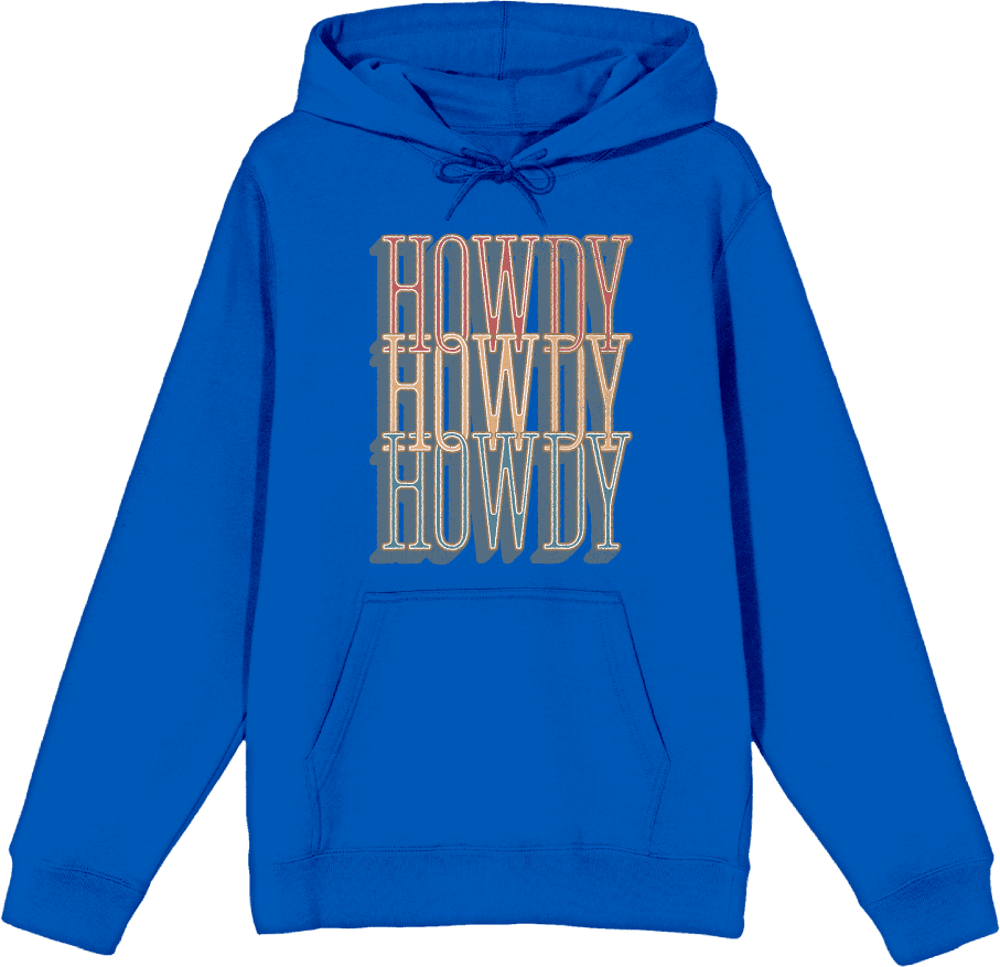 Western Howdy Repeat Text Long Sleeve Adult Hooded Sweatshirt-Large ...