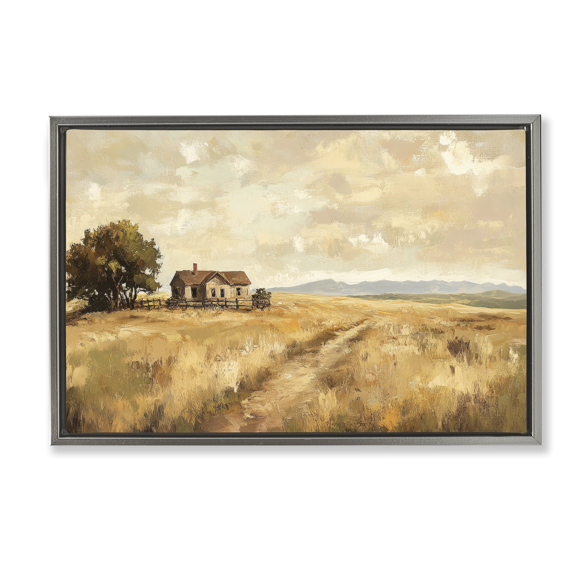 Stupell Industries Western Landscape Farmhouse Hill Gray Framed Floater ...