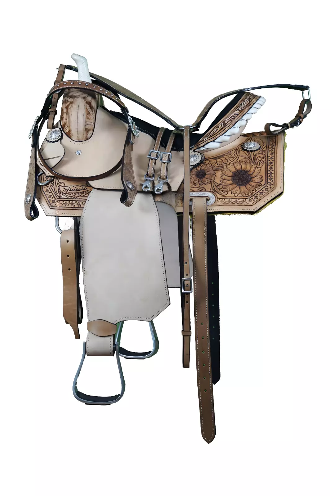 Western Leather Barrel Racing Horse Saddle Set - Size 14" to 18 ...