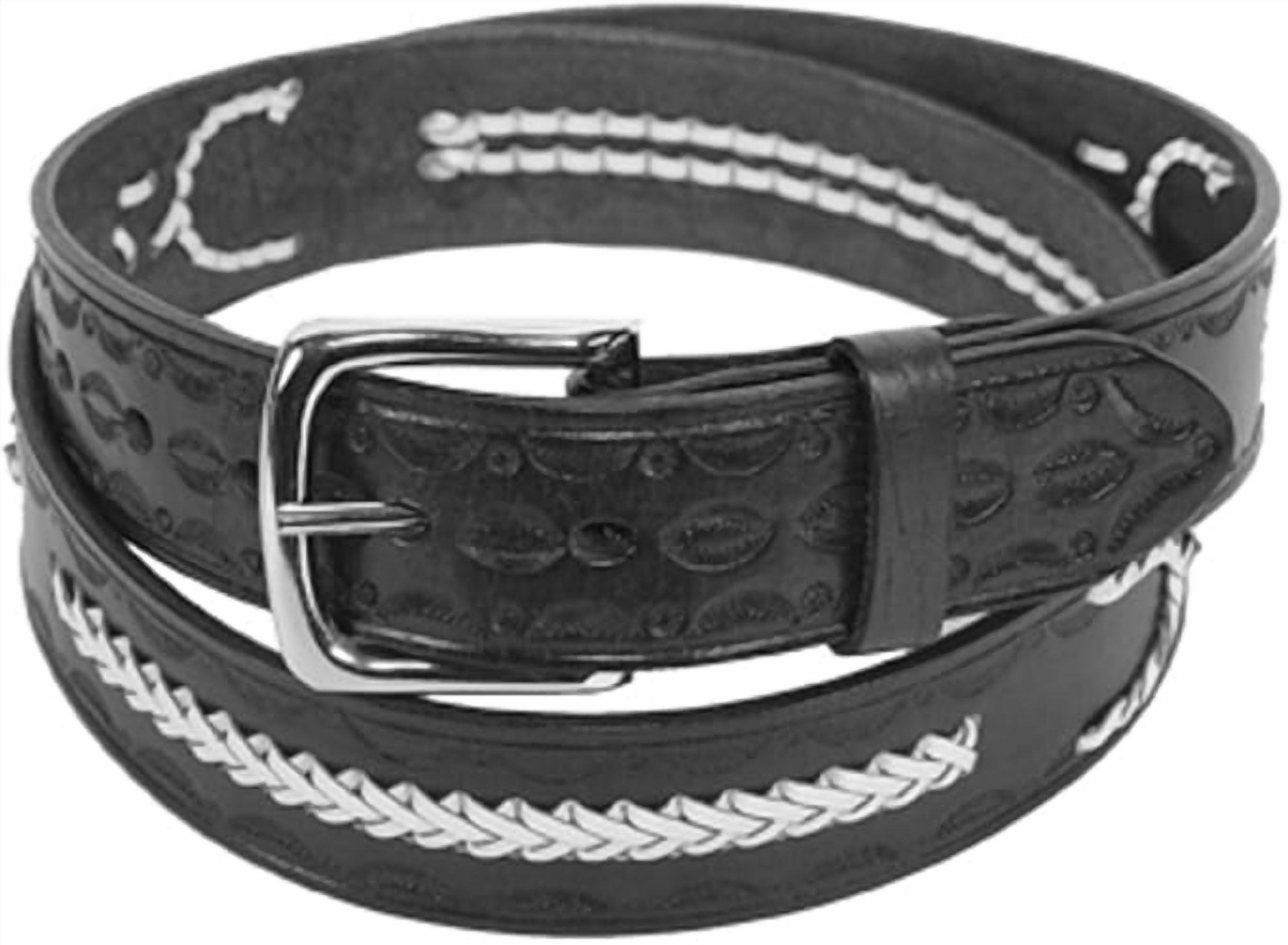 Western Leather Belt Hand Braided with white leather braids in ...