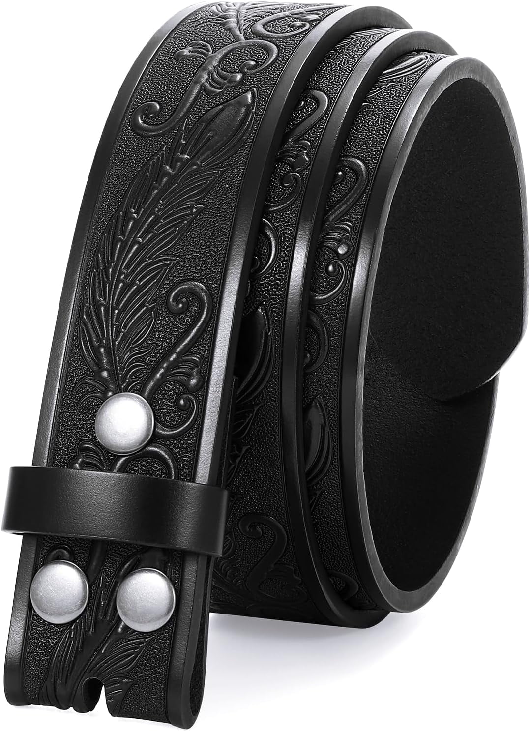 Western Leather Belt Strap for Men without Buckle Engraved Embossed ...