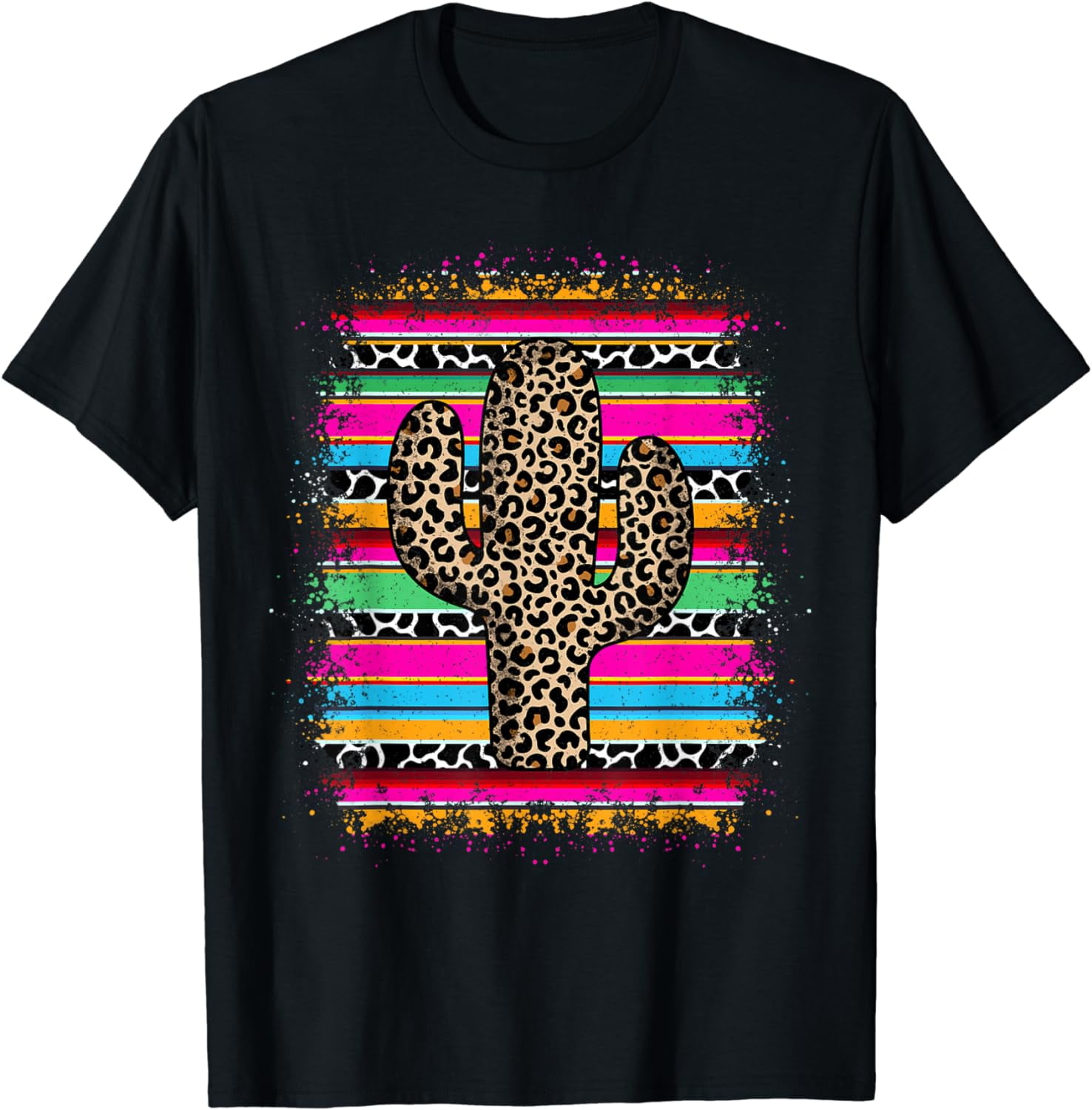 Western Leopard Print Cactus Serape Cowgirl Women Girls T-Shirt ...