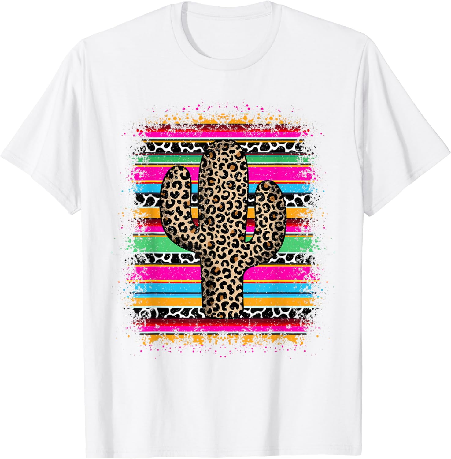 Western Leopard Print Cactus Serape Cowgirl Women Girls T-Shirt ...