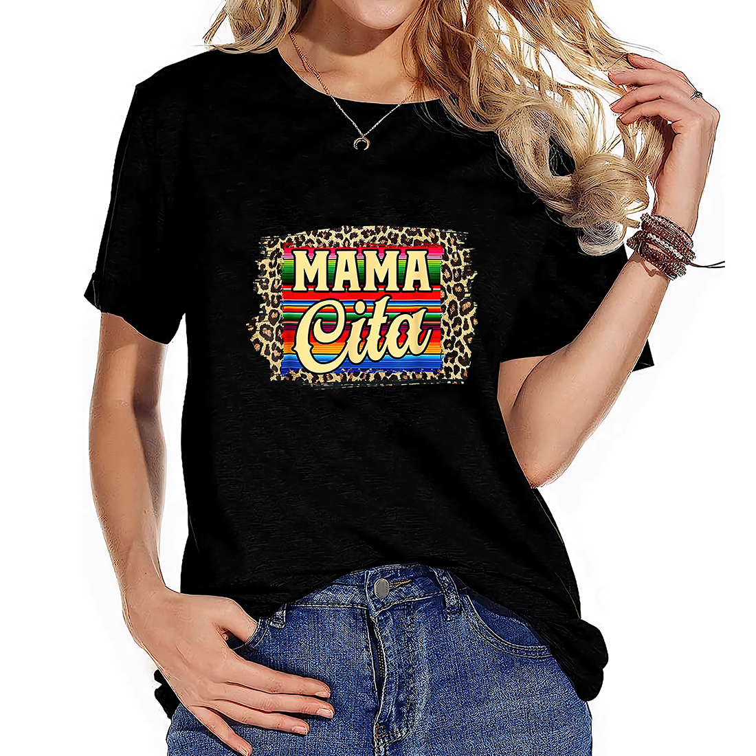 Western Leopard Serape Mama Cita CowCowgirl Rodeo Mom T-Shirt - Walmart.com
