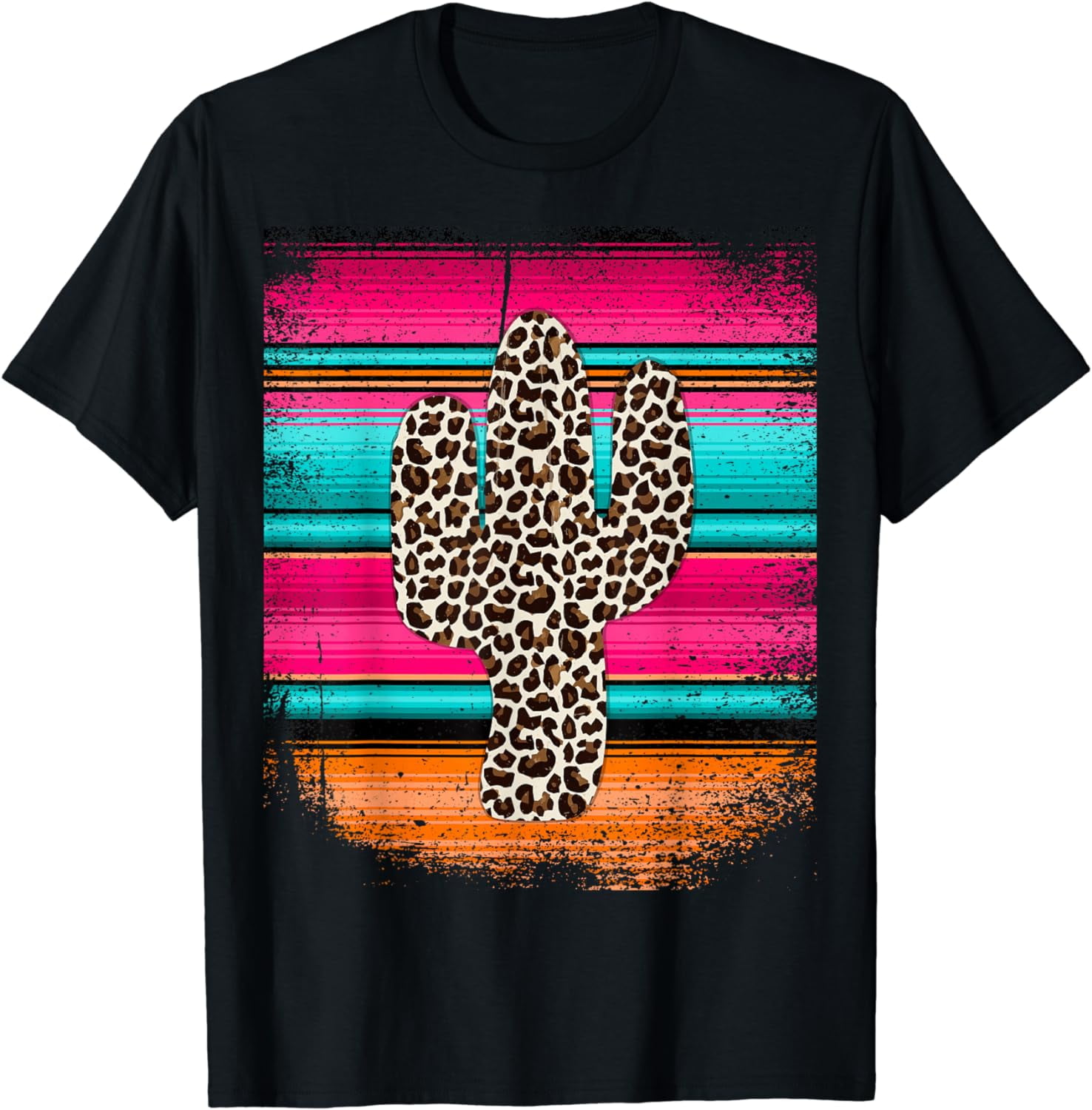 Western Leopard Serape print Cactus cowgirl pink T-Shirt - Walmart.com