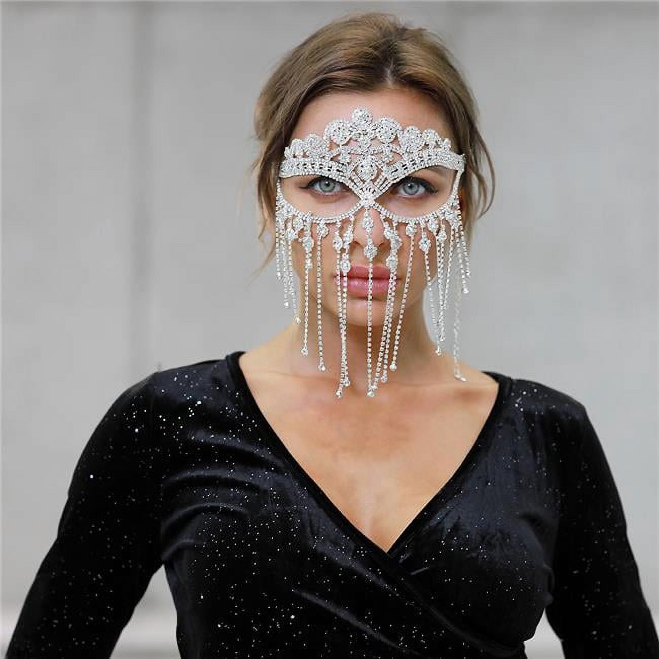 Western Mania 14666 Fringe Rhinestone Mask, Silver - Walmart.com