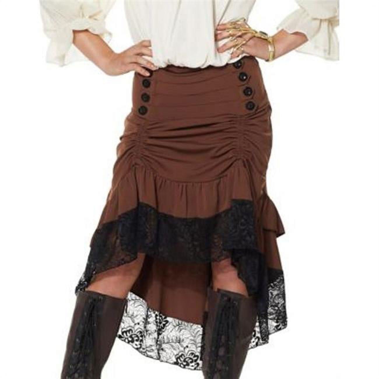 Western Mania GC31706-BRN-L Steampunk Brown Ruffle Skirt, Brown - Large ...