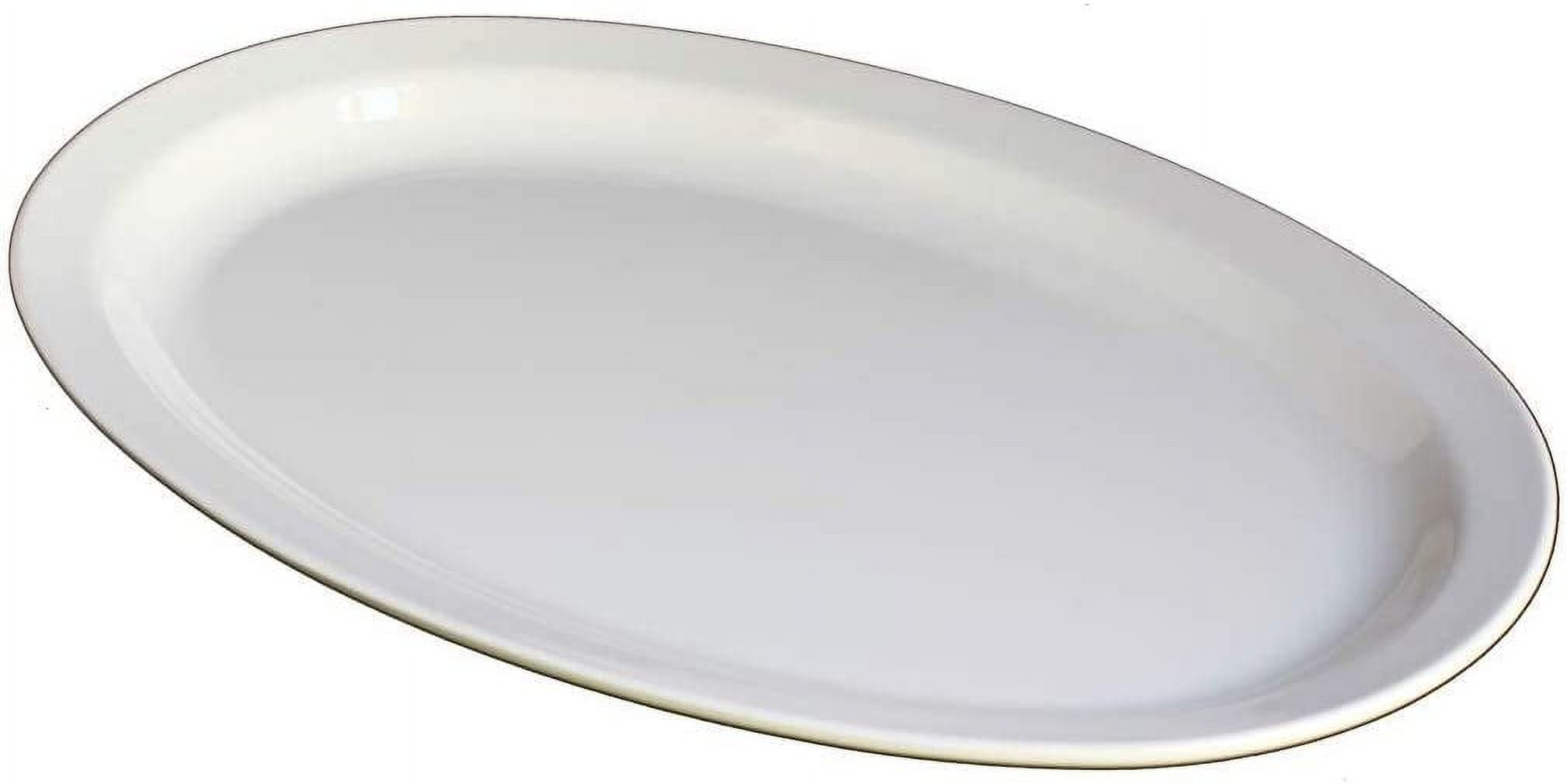 Western Melamine Oval Plates Narrow Rim Platter, 9-1/2" X 6-3/4", White ...