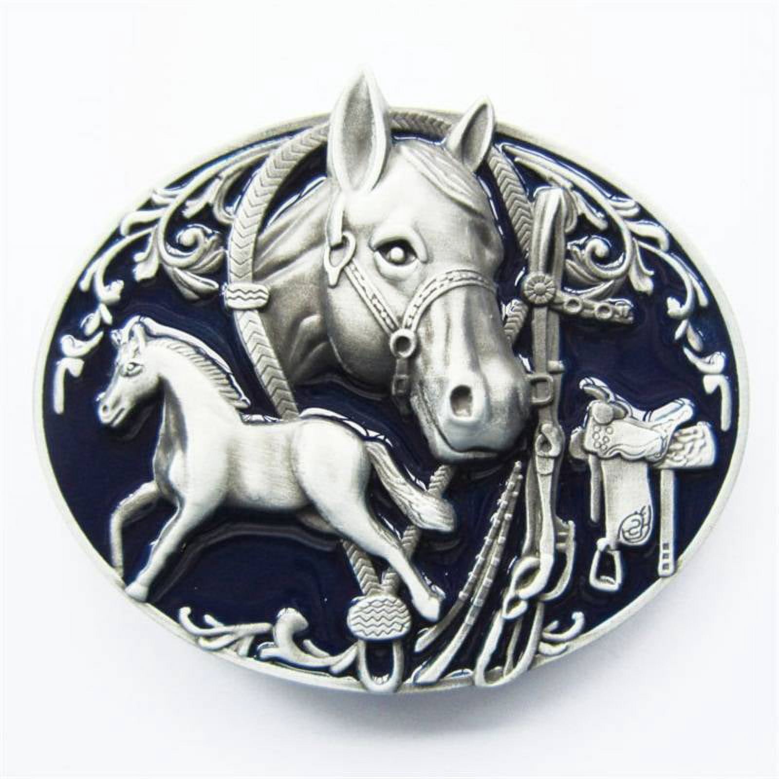 Western Men Zinc alloy Leather Belt Buckle Oval Enamel Horses Rodeo ...
