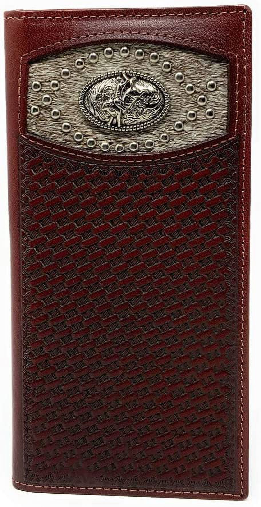 Western Men's Basketweave Genuine Leather Rodeo Long Cowhide Stud ...