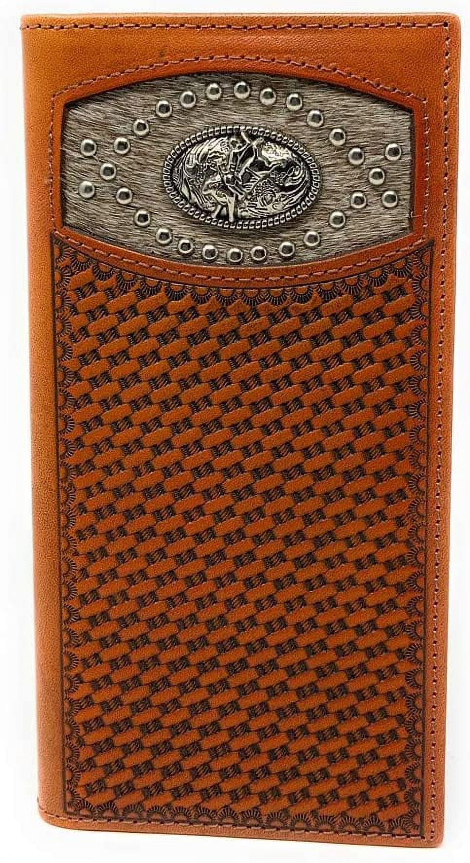 Western Men's Basketweave Genuine Leather Rodeo Long Cowhide Stud ...