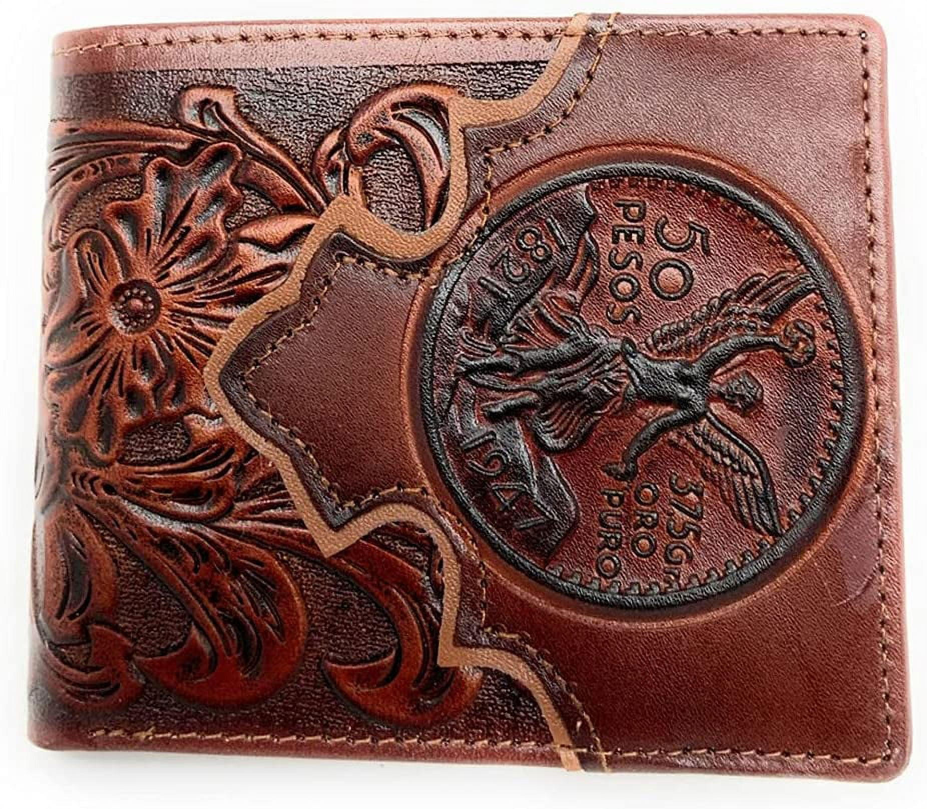 Western Men's Cowboy Leather Floral Tooled Laser Cut Multi Emblem Short ...