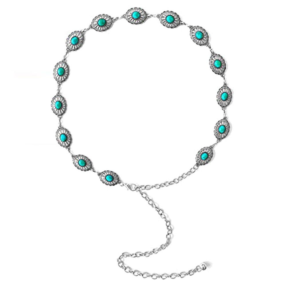 Western Metal Concho Belt Metal Boho Women Turquoise Concho Chain }√ и ...