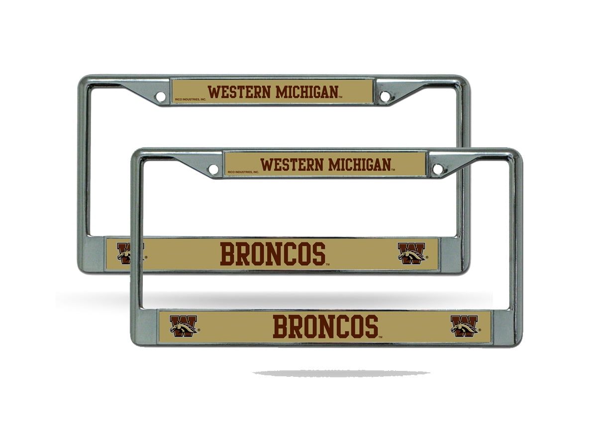 Western Michigan Broncos Chrome Metal License Plate Frame - Set of 2 ...