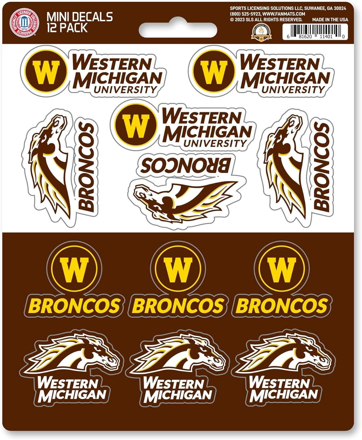 Western Michigan University Broncos 12-Piece Mini Decal Sticker Set ...