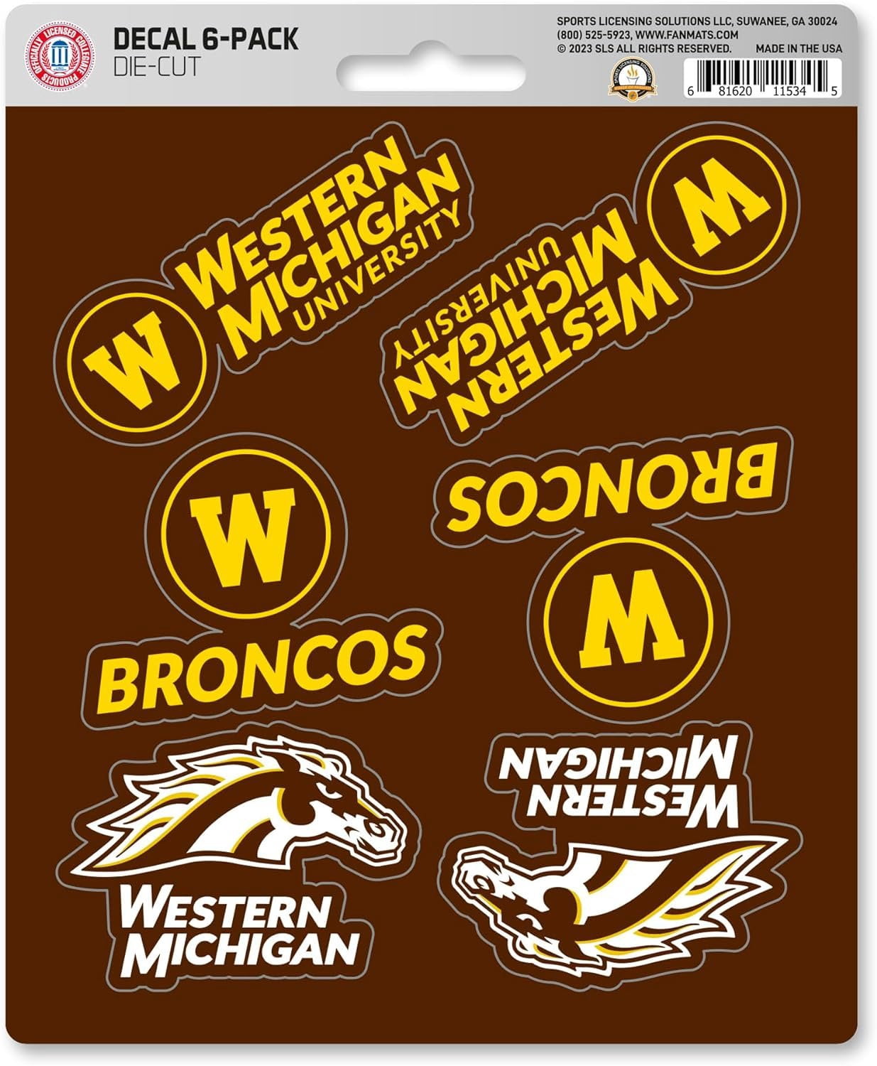 Western Michigan University Broncos 6-Piece Decal Sticker Set, 5x6 Inch ...