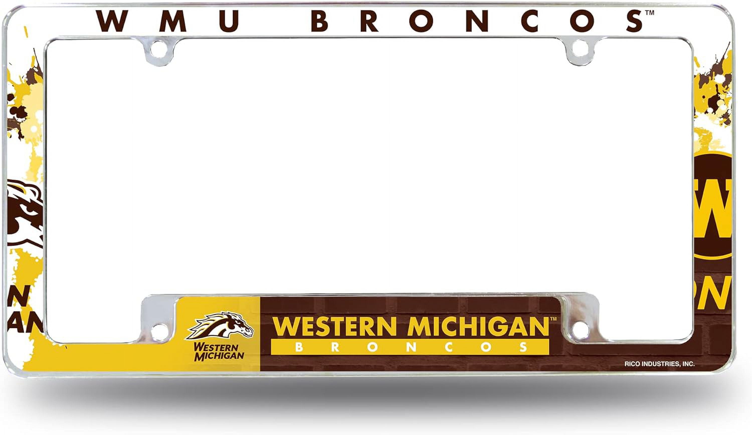 Western Michigan WMU NCAA Broncos Chrome Metal License Plate Frame with ...