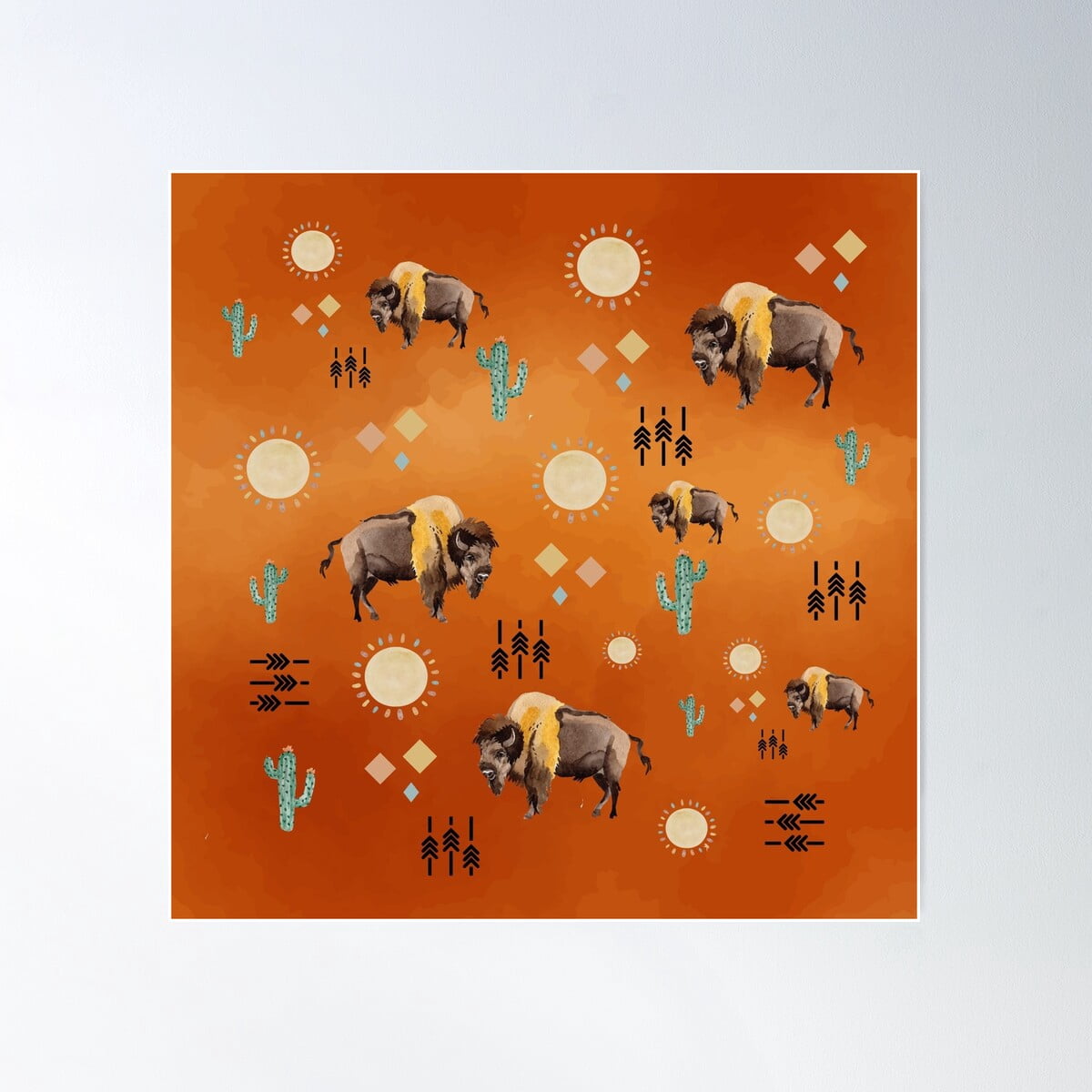 Western Multi Pattern - American Buffalo Poster Wall Art, Modern Wall ...