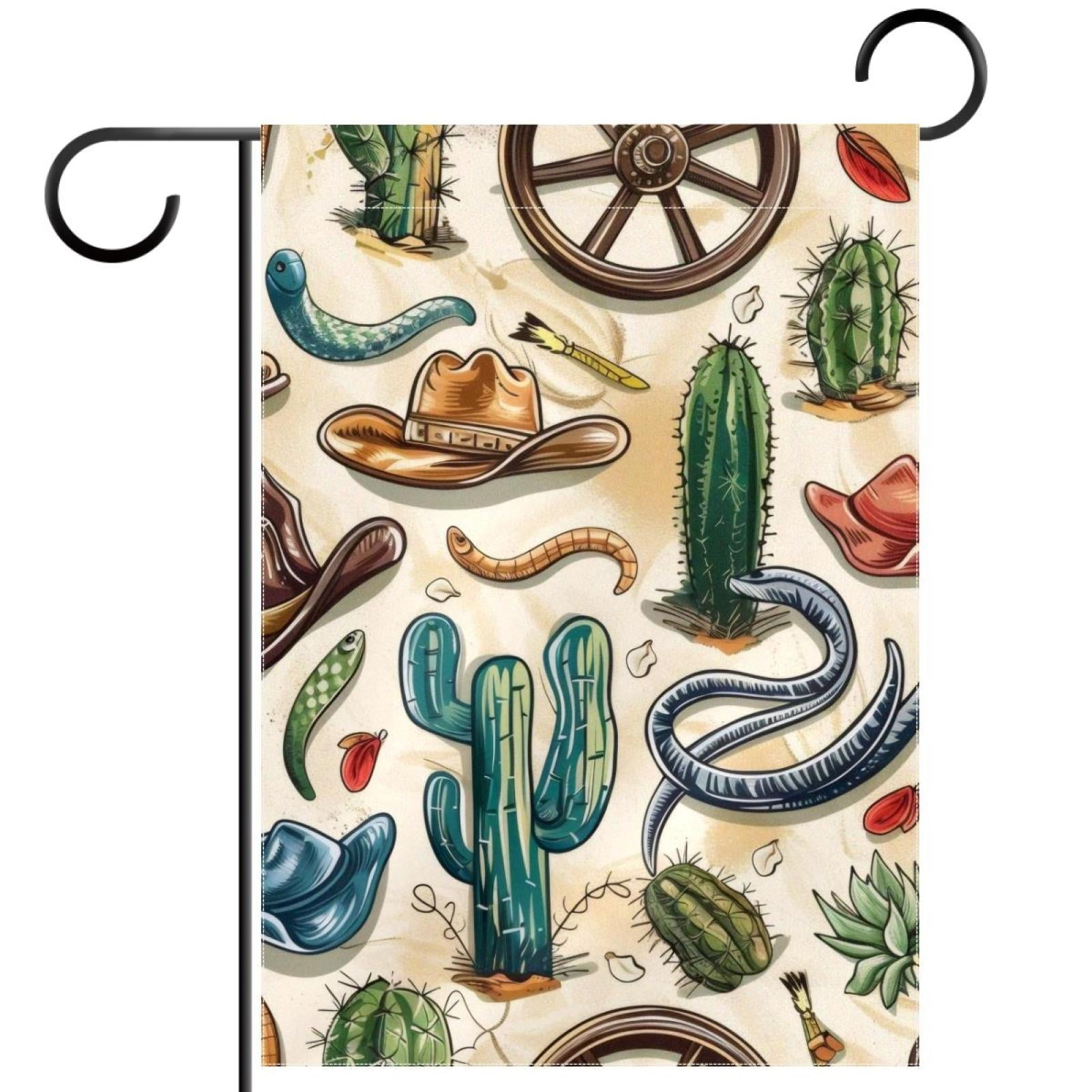 Western Nature Cactus Snake Owboy Boots and Hat Welcome Garden Flags ...