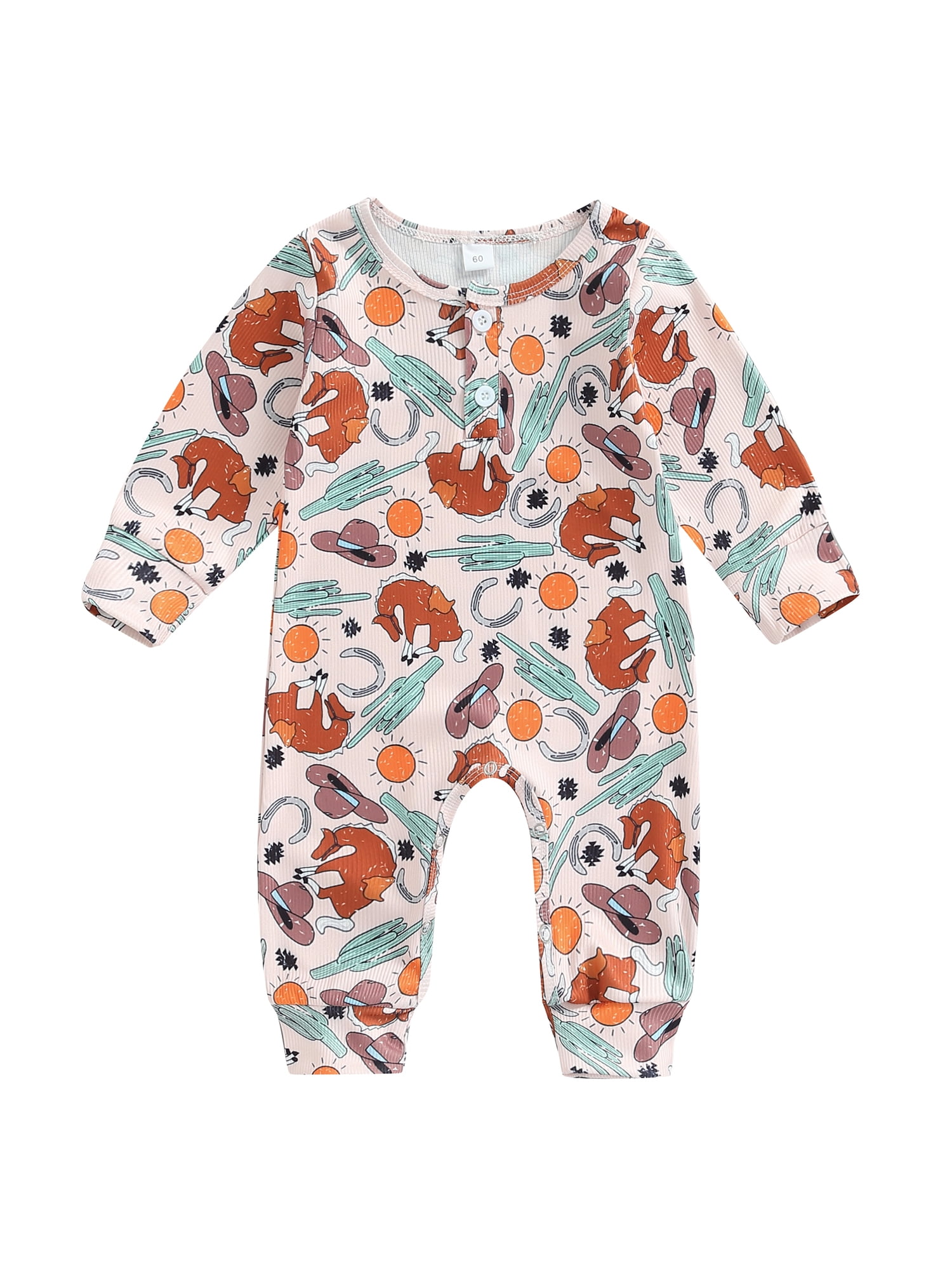 Western Newborn Baby Girl Boy Clothes Romper Onesie Cow Print Bodysuit ...