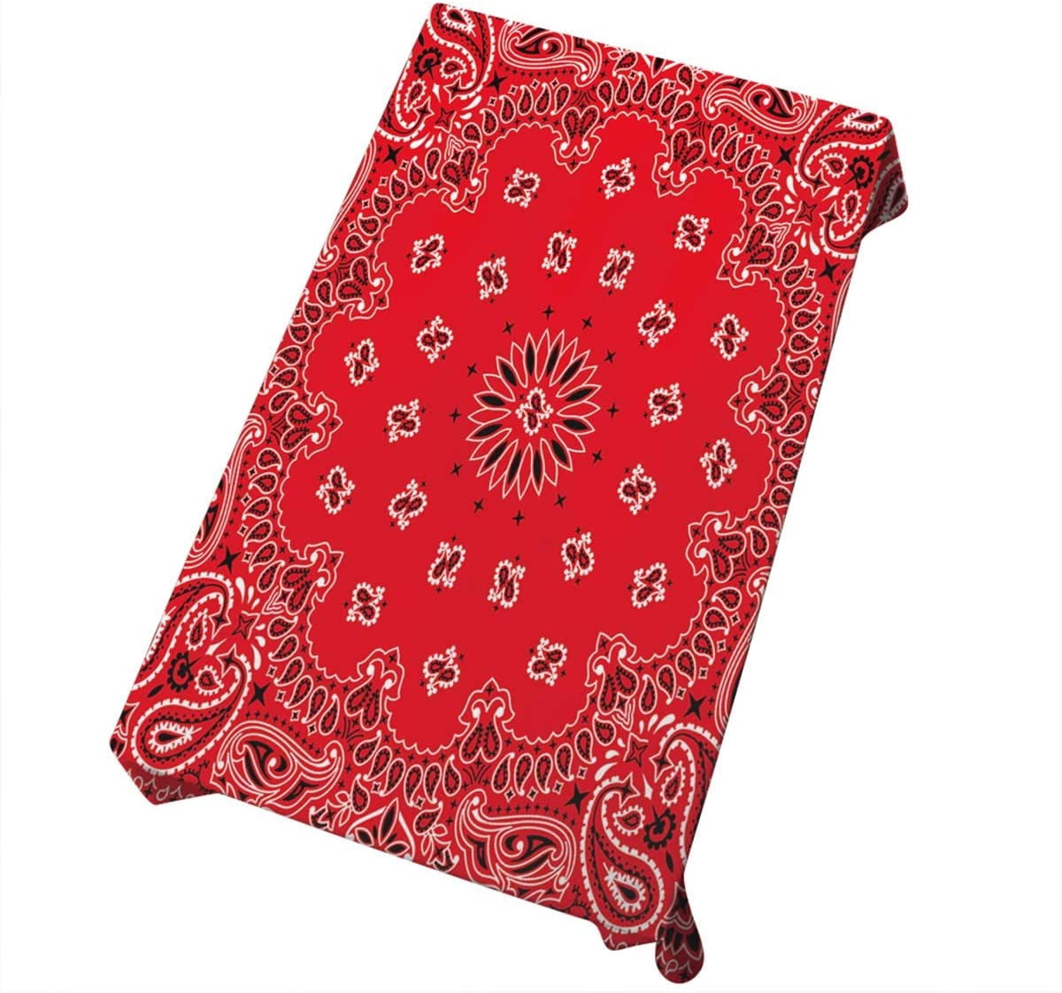 Western Paisley Tablecloth Bandana Seamless Pattern with Red and White ...