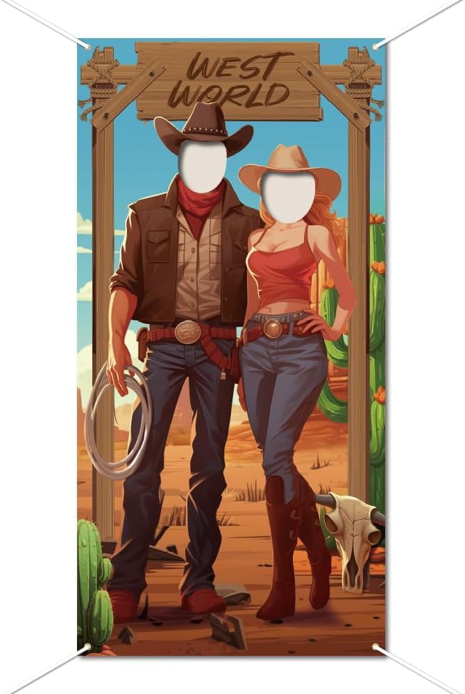 Western Party Photo Door Banner Backdrop Decor Large Fabric Photo ...